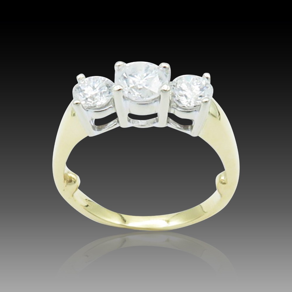 Bague Trilogie or jaune et gris 18k avec 1,40 Cts de diamants