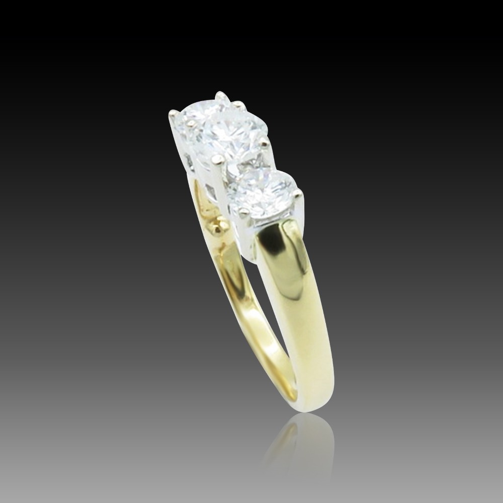 Bague Trilogie or jaune et gris 18k avec 1,40 Cts de diamants