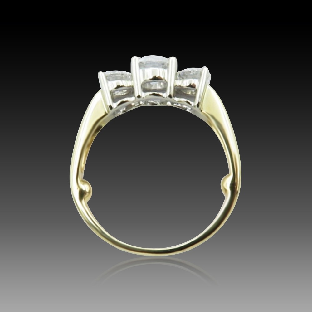Bague Trilogie or jaune et gris 18k avec 1,40 Cts de diamants