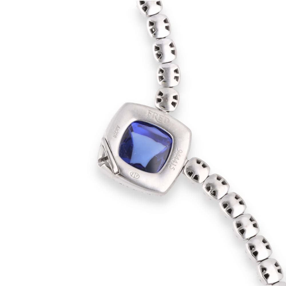 Collier FRED Pain De Sucre En Or Gris 18 Cts Avec Tanzanite Et Diamants collier-fred-pain-de-sucre-en-or-gris-18-cts-avec-tanzanite-et-diamants