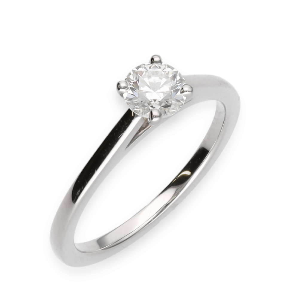 Solitaire De Beers DB Classic en platine avec diamant 0,40 ct H-SI2