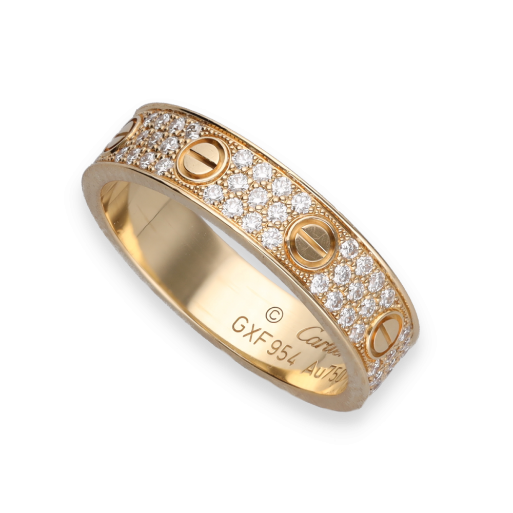 Bague Cartier "Love" Or jaune 18K et PavÃ© Diamants en Taille 53. Full