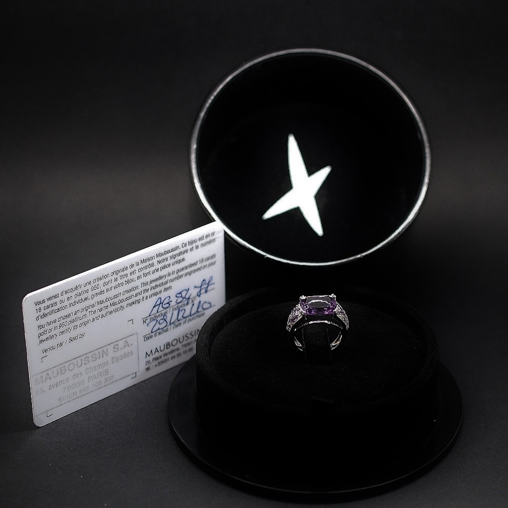 Bague Mauboussin Ma Princesse Damour Or Gris 18k Améthystes