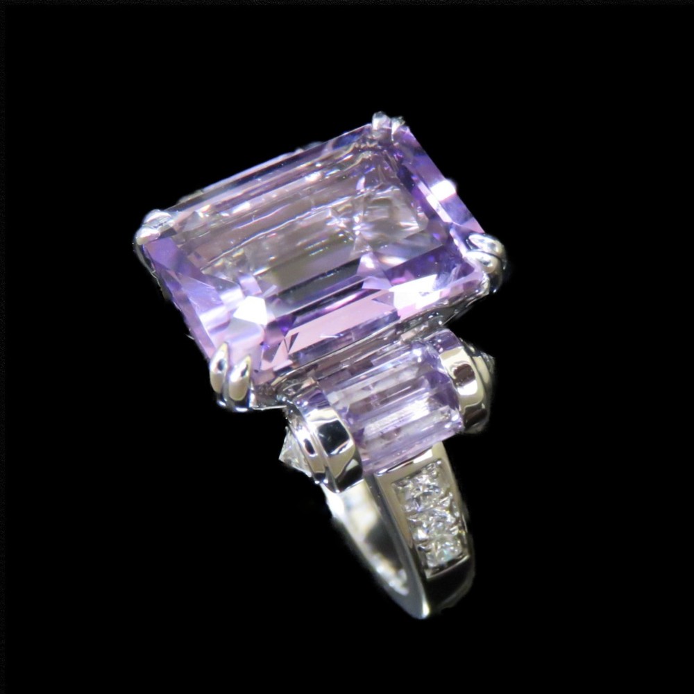 Bague Mauboussin Couleur Baiser Or Gris 18k Améthystes Diamants